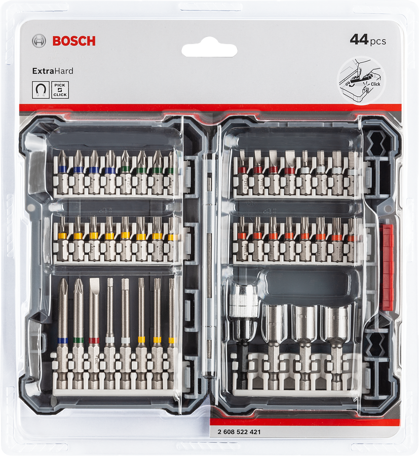 Pick & Click Extra Hard Screwdriver Bits Mixed Set, 44-piece - Bosch ...